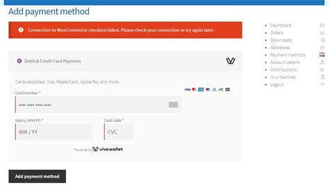 Viva Wallet For Woocommerce Customer Account Payment Methods · Issue