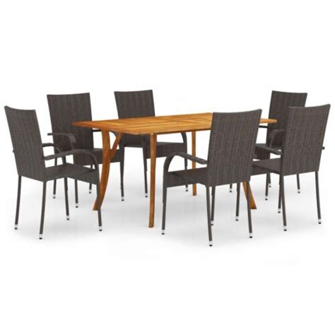 Vidaxl 7 Piece Patio Dining Set Brown 7 Piece Ralphs