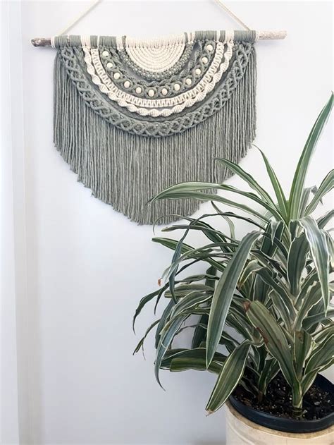 Macrame Wall Hanging Large Sage Green Macrame Design Macrame Wall