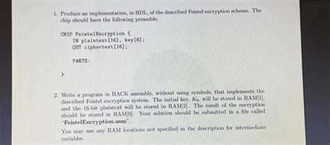 Solved The Feistel Cipher Is A Symmetric Block Cipher