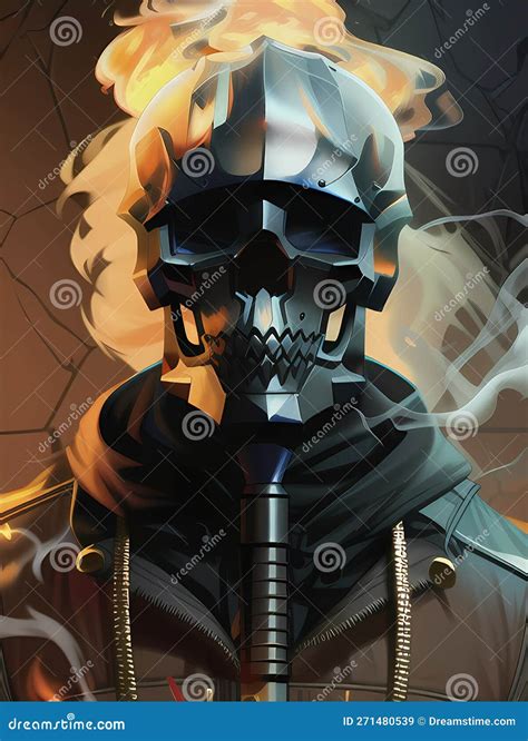 Skull Robot Head Character Mascot Illustration Royalty Free Stock Image