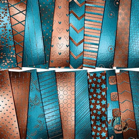 Bronze Turquoise Embossed Scrapbook Paper Design Download Patterned