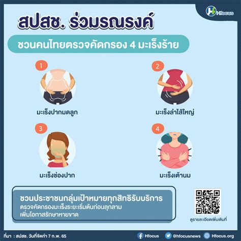 สปสช ร่วมรณรงค์ ชวนคนไทยตรวจคัดกรอง 4 มะเร็งร้าย