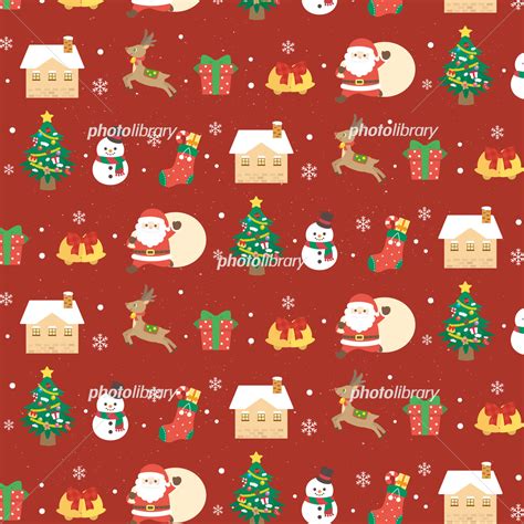 クリスマス シームレスパターン 背景壁紙 赤色 イラスト素材 6560209 フォトライブラリー Photolibrary