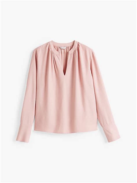 Ruched V Neck Relaxed Blouse Pink Tommy Hilfiger