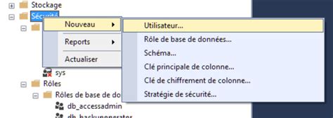 Création utilisateur avec assistant Administration SQL Server