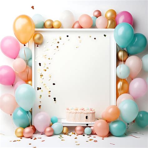 Premium Ai Image Confetti Cake Frame With Silver Drages White
