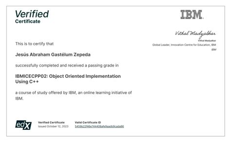 Jesús Abraham Gastélum Zepeda On Linkedin Cplusplus Ibm Edx