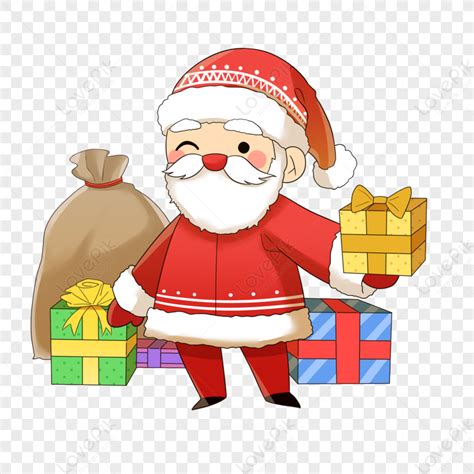 크리스마스 일러스트 선물을주는 산타 클로스디자인아름다운행복 Png 일러스트 무료 다운로드 Lovepik
