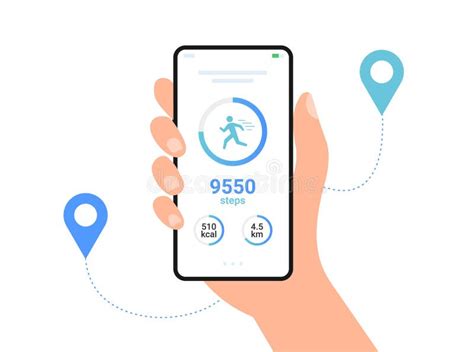 Step Counter Fitness Tracker App Design Walk Flat Health Fit Activity