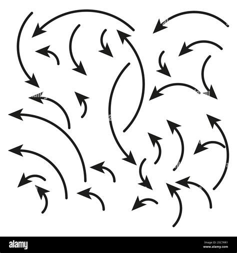 Swirling Arrow Group Vector Curved Shapes Black Direction Icons
