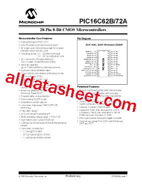 PIC16C72A Datasheet PDF Microchip Technology