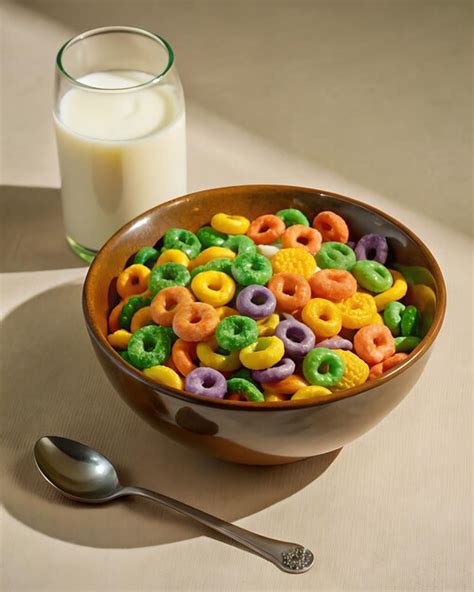 Fruit Loops With Milk Premium Ai Generated Image