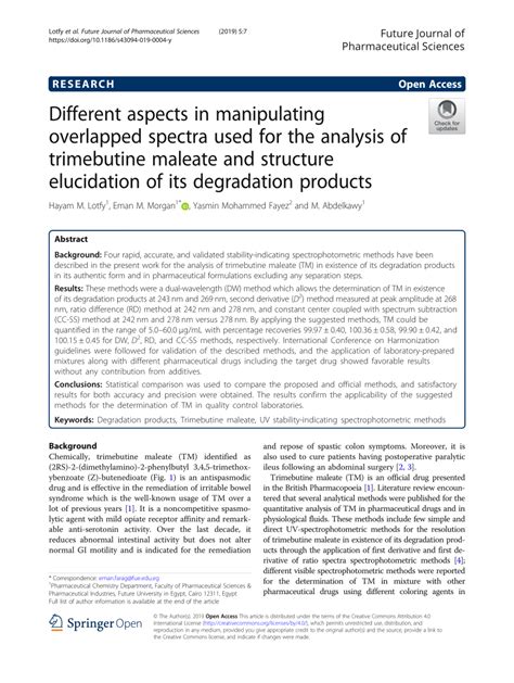 Pdf Different Aspects In Manipulating Overlapped Spectra Used For The Analysis Of Trimebutine