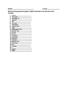 Realidades Ch A Vocab Quiz By Spanish And Economics TPT