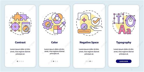 Graphic Design Onboarding Principles For A Mobile App Screen Vector
