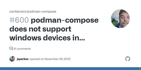 Podman Compose Does Not Support Windows Devices In Volumes Mapping