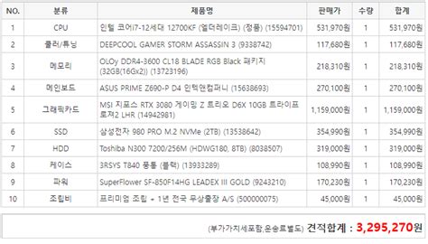 Pc 견적 문의 드려요 Pc조립견적 퀘이사존