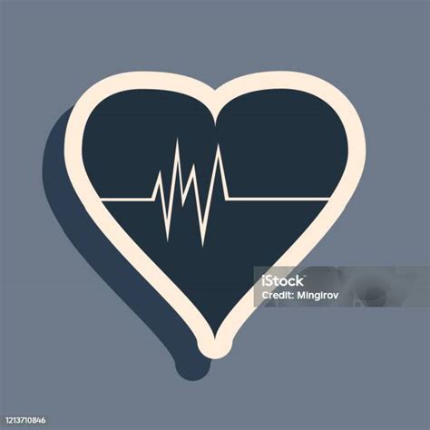 黑色心率圖示隔離在灰色背景上心跳符號心臟脈衝圖示心形圖圖示長陰影樣式向量插圖向量圖形及更多健保和醫療圖片 健保和醫療 分析 剪裁圖