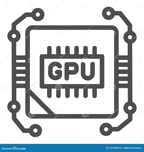 Circuit And Video Chip Line Icon Graphic Processor Core Hardware Unit Symbol Outline Style