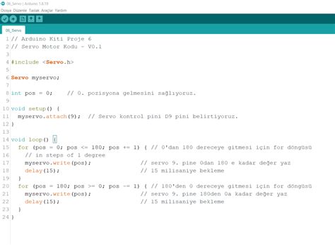 Proje 6 Servo Motor Sürme Arduinokiti