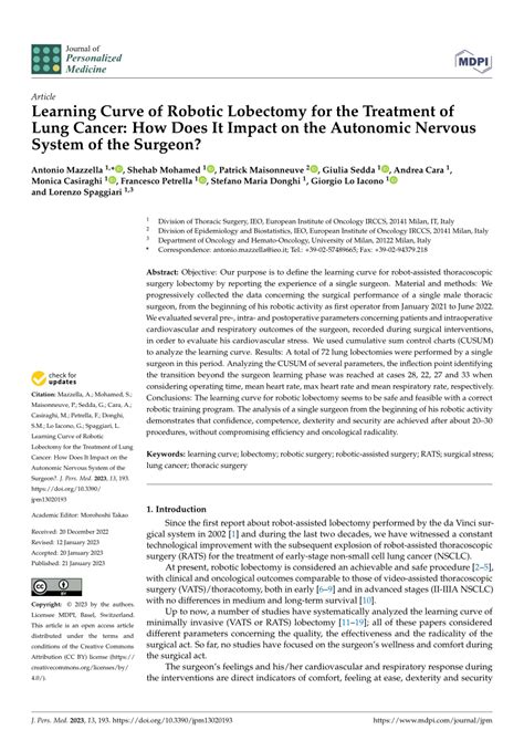 Pdf Learning Curve Of Robotic Lobectomy For The Treatment Of Lung
