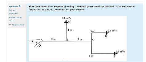 Solved Question 2 Size The Shown Duct System By Using The