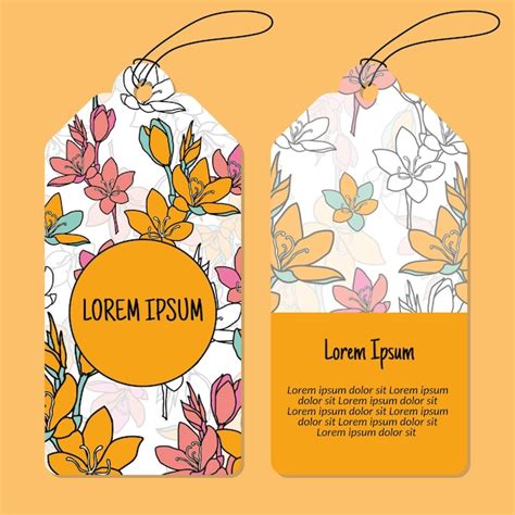 Ensemble Détiquettes De Motif De Cadre Rond Vertical De Fleurs Et De