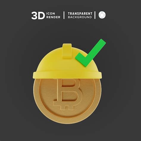 Premium Psd Bitocin Helmet Mining 3d Illustration Rendering 3d Icon Colored Isolated