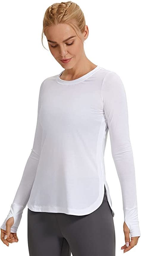 Crz Yoga Womens Sports Shirt Hiking Running Workout Long Sleeve Top