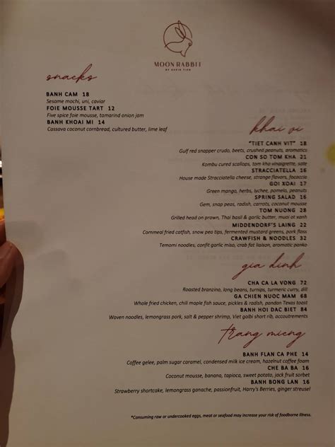 Menu At Moon Rabbit Dc Pub And Bar Washington