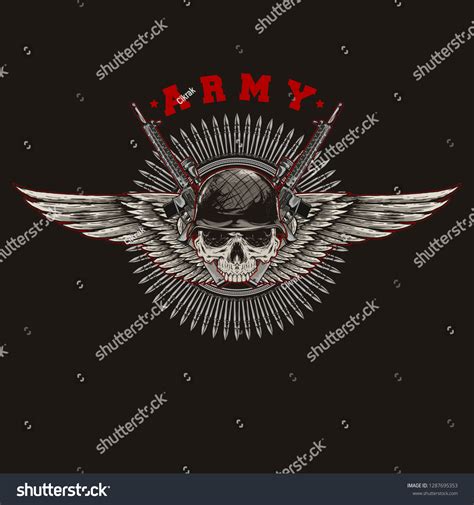 Millitary Skull Army Vector Stock Vector Royalty Free 1287695353