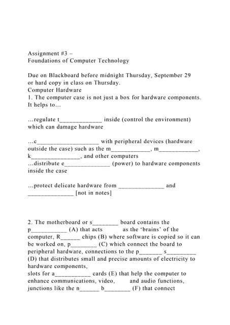 Assignment 3 Foundations Of Computer Technologydue On Bdocx
