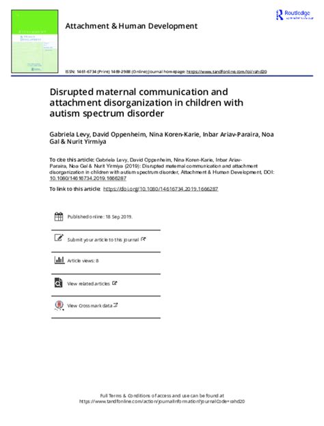 Pdf Disrupted Maternal Communication And Attachment Disorganization