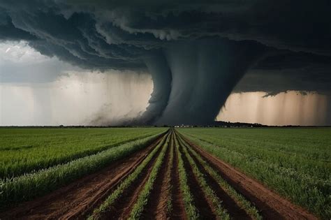 Default Tornado And Empty Fields Premium Ai Generated Image