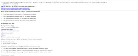 Solved A Number Generator Outputs The Sequence Of Digits Chegg Com