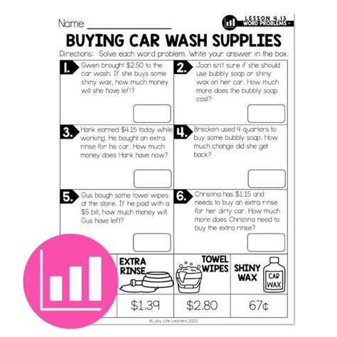 Lucky To Learn Math One Step Subtraction Money Word Problems Lesson
