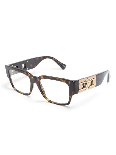 Versace Eyewear Medusa Motif Square Frame Glasses Brown Farfetch