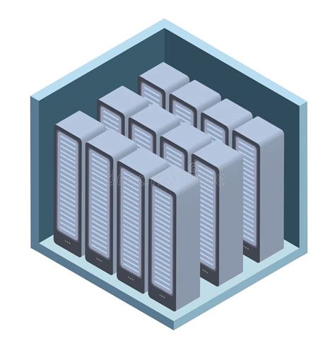 data center icon server room vector illustration in isometric projection isolated on white
