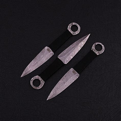 Damascus Throwing Dagger Set 3 Pieces Black Forge Touch Of Modern