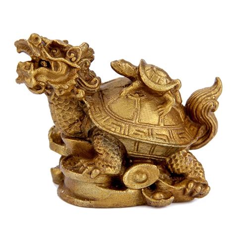 New Brass Feng Shui Dragon Turtle Tortoise Statue Coin Money Wealth