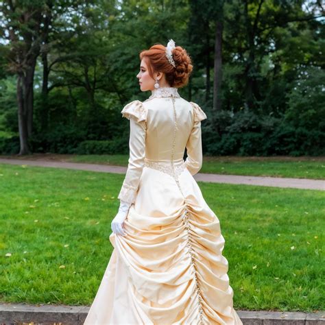 Victorian Beautiful Girl In A Gold Bustle Gown By Staszek Playground