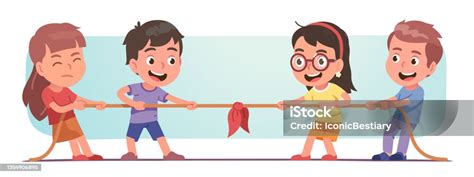 전쟁 게임의 줄다리기를 재생 아이들 행복한 여자 소년 친구 팀 로프 경쟁을 당겨 어린이 레저 엔터테인먼트 재미 팀워크 스포츠