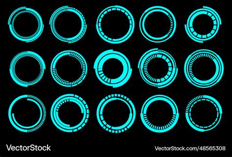 Set Of Sci Fi Blue Circle User Interface Elements Vector Image