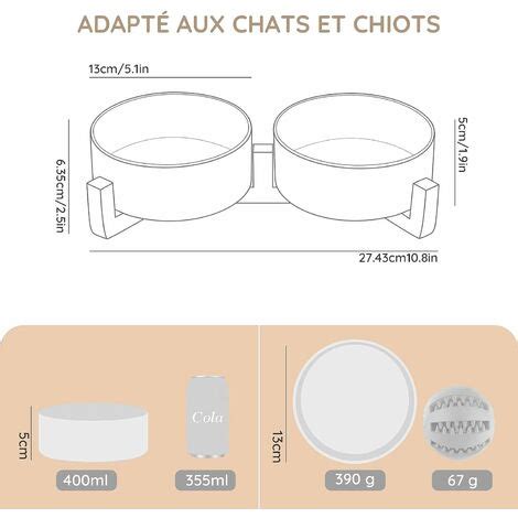 Gamelle Double en céramique avec Support en Bambou pour Chat et Chien