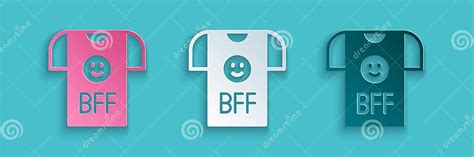 Paper Cut Bff Or Best Friends Forever Icon Isolated On Blue Background