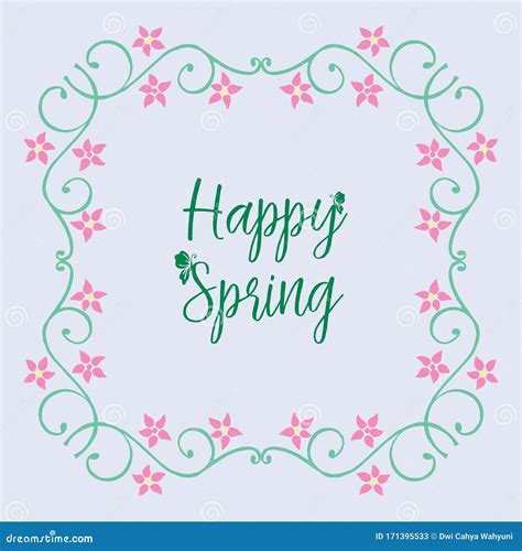 Poster Wallpapers Design For Happy Spring With Antique Leaf And Flower