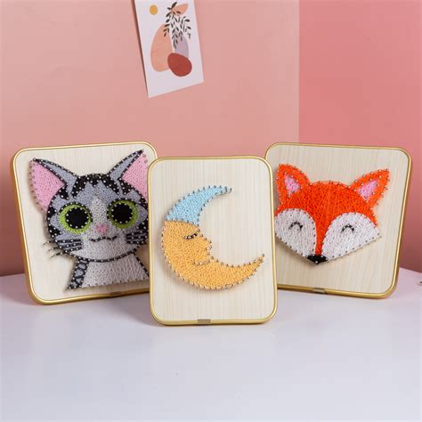 简单diy手作心意礼物亲手制作绕线画材料包解压钉子画创意弦丝画虎窝淘