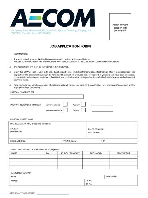 Aecom Job Application Form Pdf