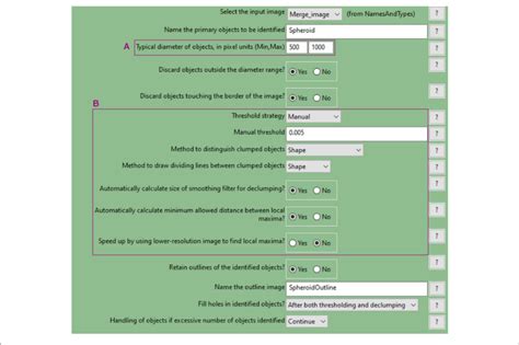cellprofiler identifyprimaryobjects module parameters used to